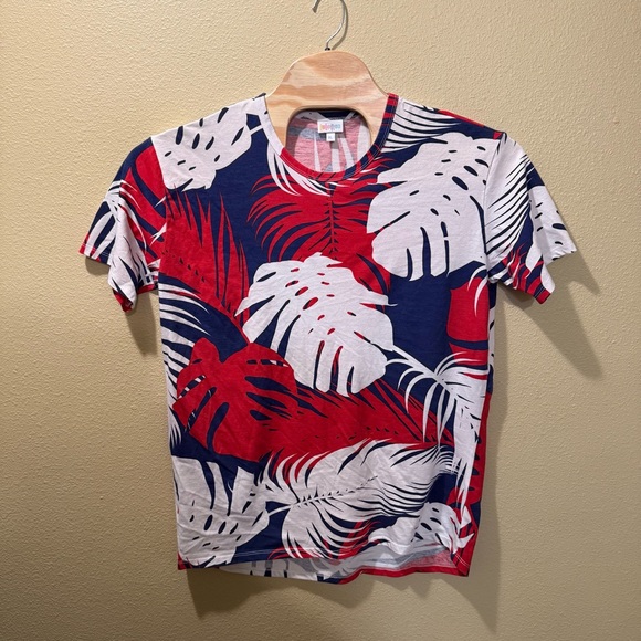 LuLaRoe | Tops | Womens Xl Lularoe Red White Navy Blue Tropical Palm ...